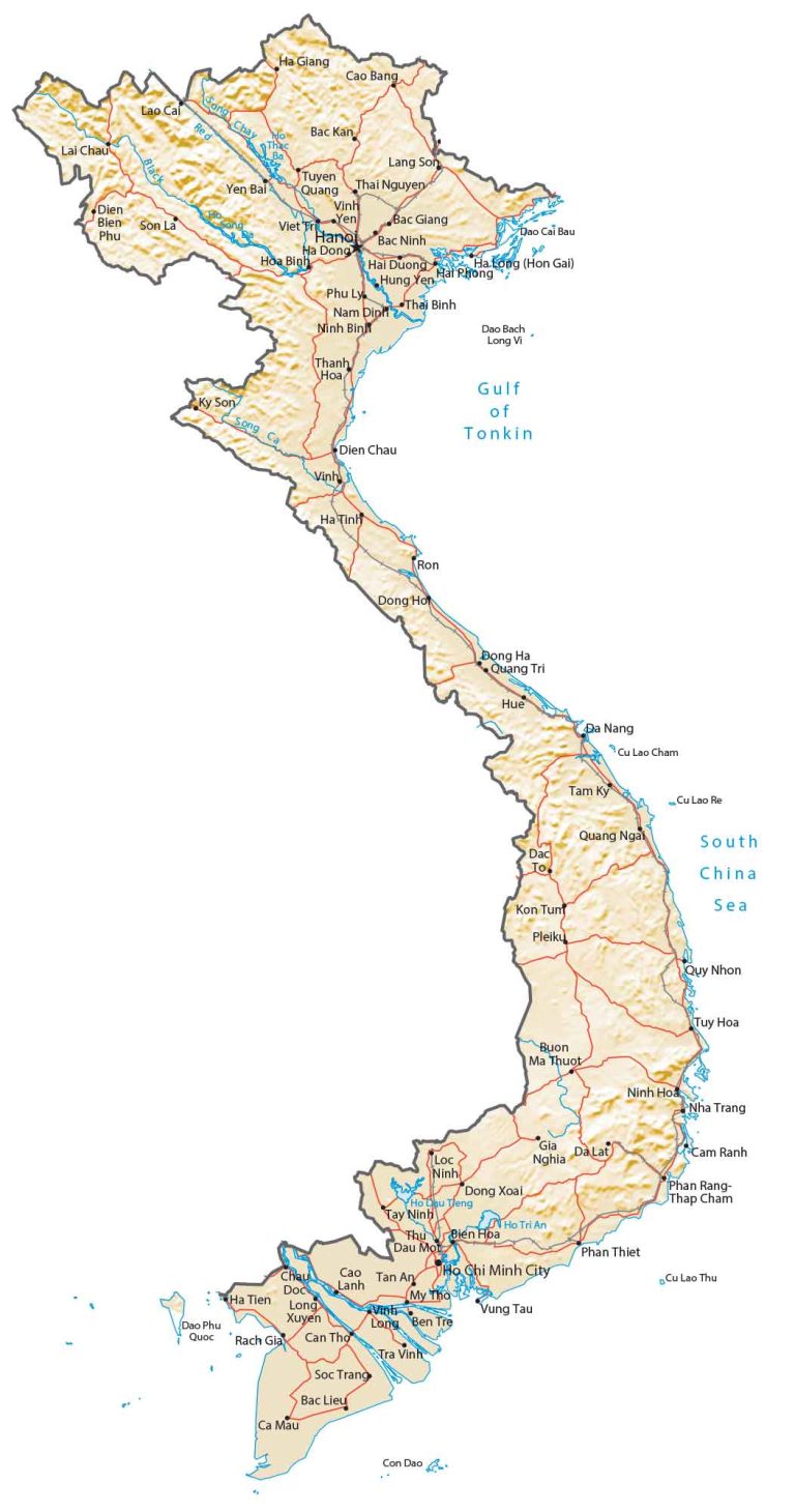 Map Of Vietnam And Bodies Of Water Digital Vietnam Poster Set Of 3 