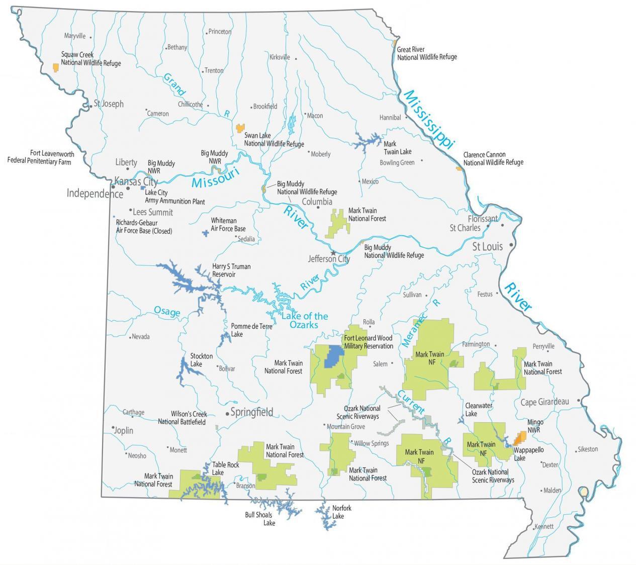 Missouri State Map - Places and Landmarks - GIS Geography Missouri State Map - Places and Landmarks - GIS Geography