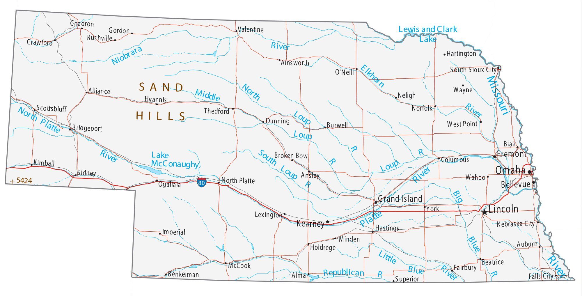 Map Of Nebraska Cities And Roads GIS Geography Map Of Nebraska Cities And Roads GIS Geography