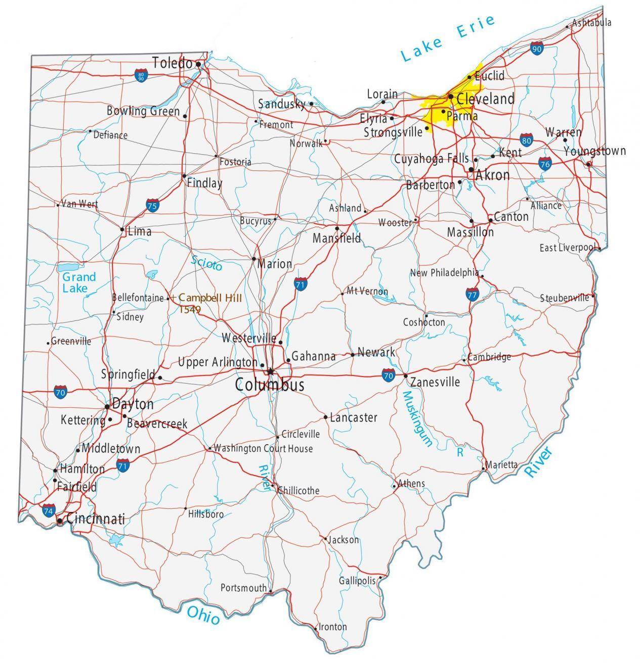 Map of Ohio - Cities and Roads - GIS Geography Map of Ohio - Cities and Roads - GIS Geography