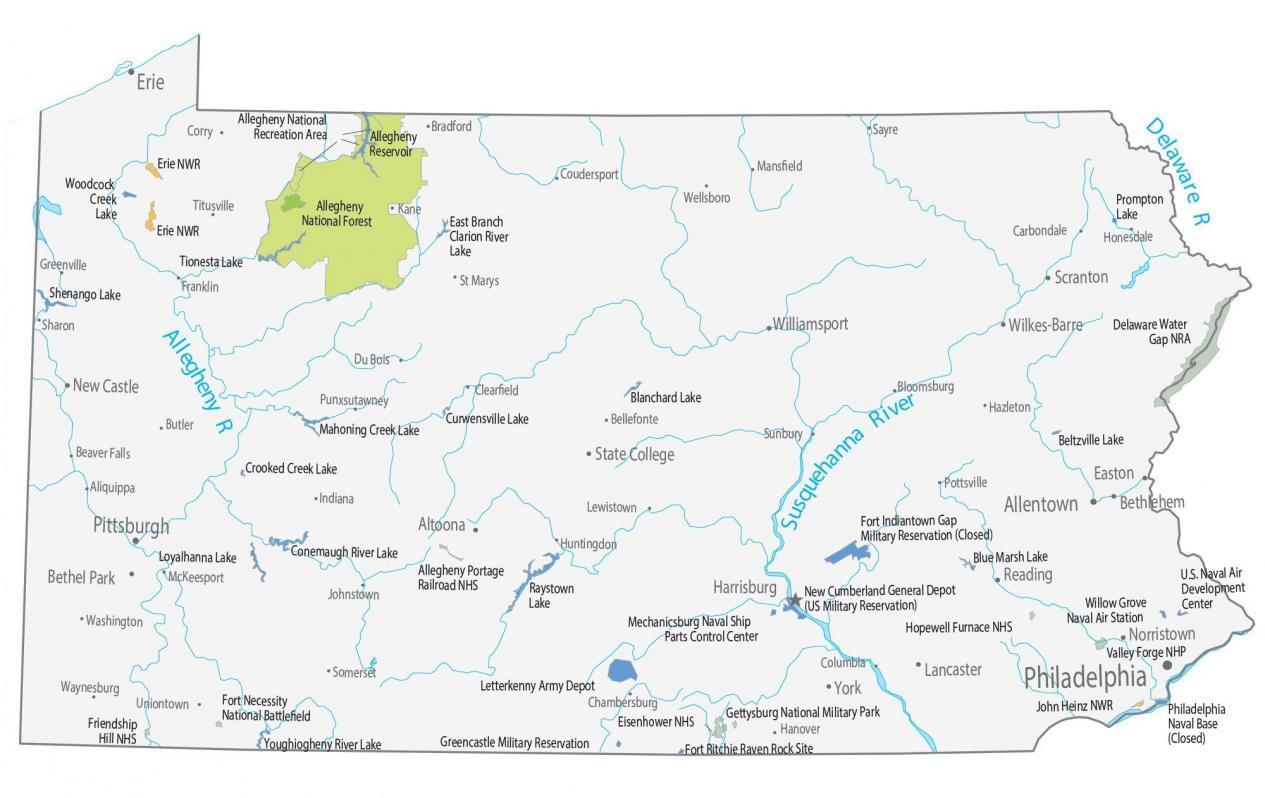 Pennsylvania State Map - Places and Landmarks - GIS Geography Pennsylvania State Map - Places and Landmarks - GIS Geography
