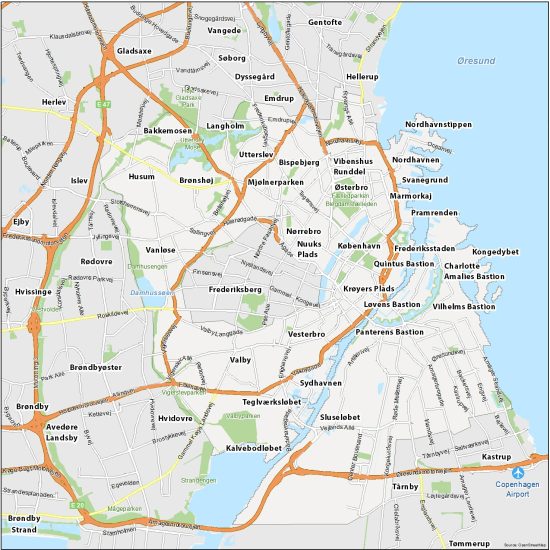 Map Of Copenhagen Denmark GIS Geography Map Of Copenhagen Denmark GIS Geography
