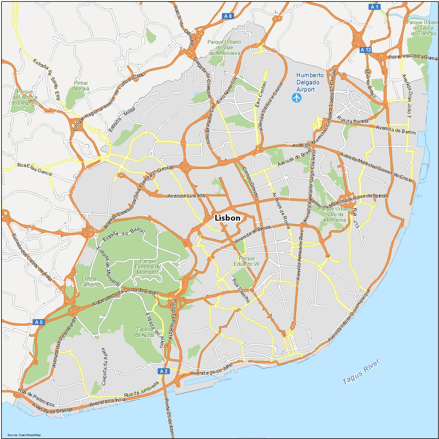 Map Of Lisbon Portugal GIS Geography