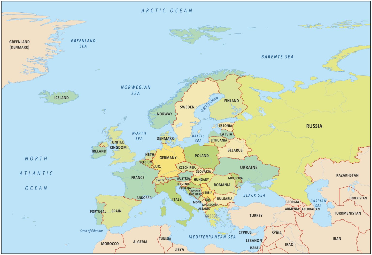 Europe Physical Map GIS Geography