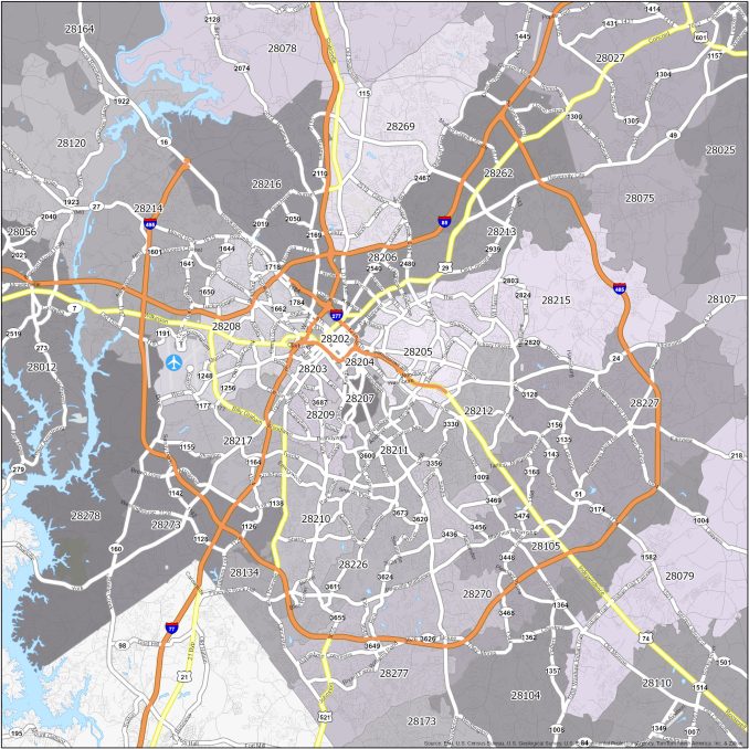Charlotte Zip Code Map GIS Geography