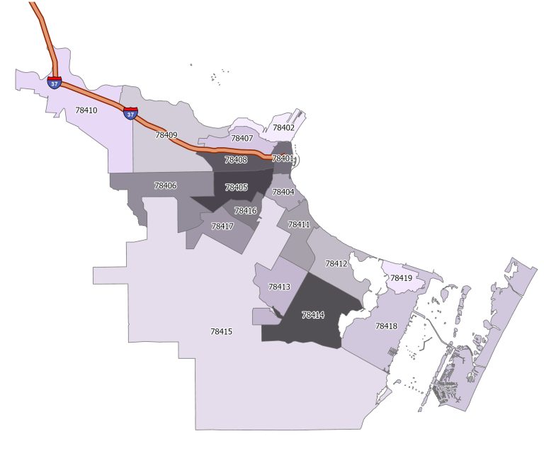 Corpus Christi Zip Code Map GIS Geography