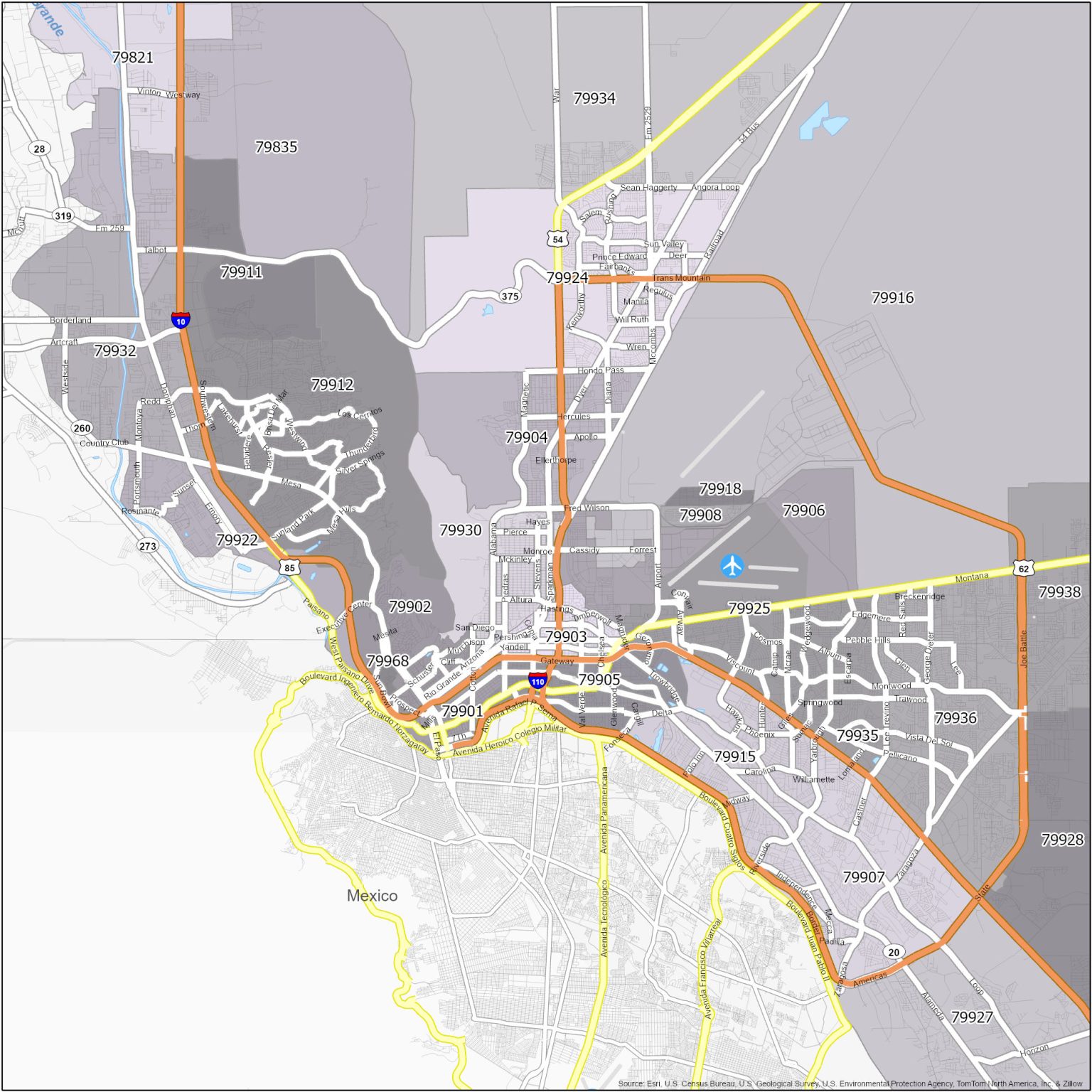 El Paso Zip Code Map GIS Geography