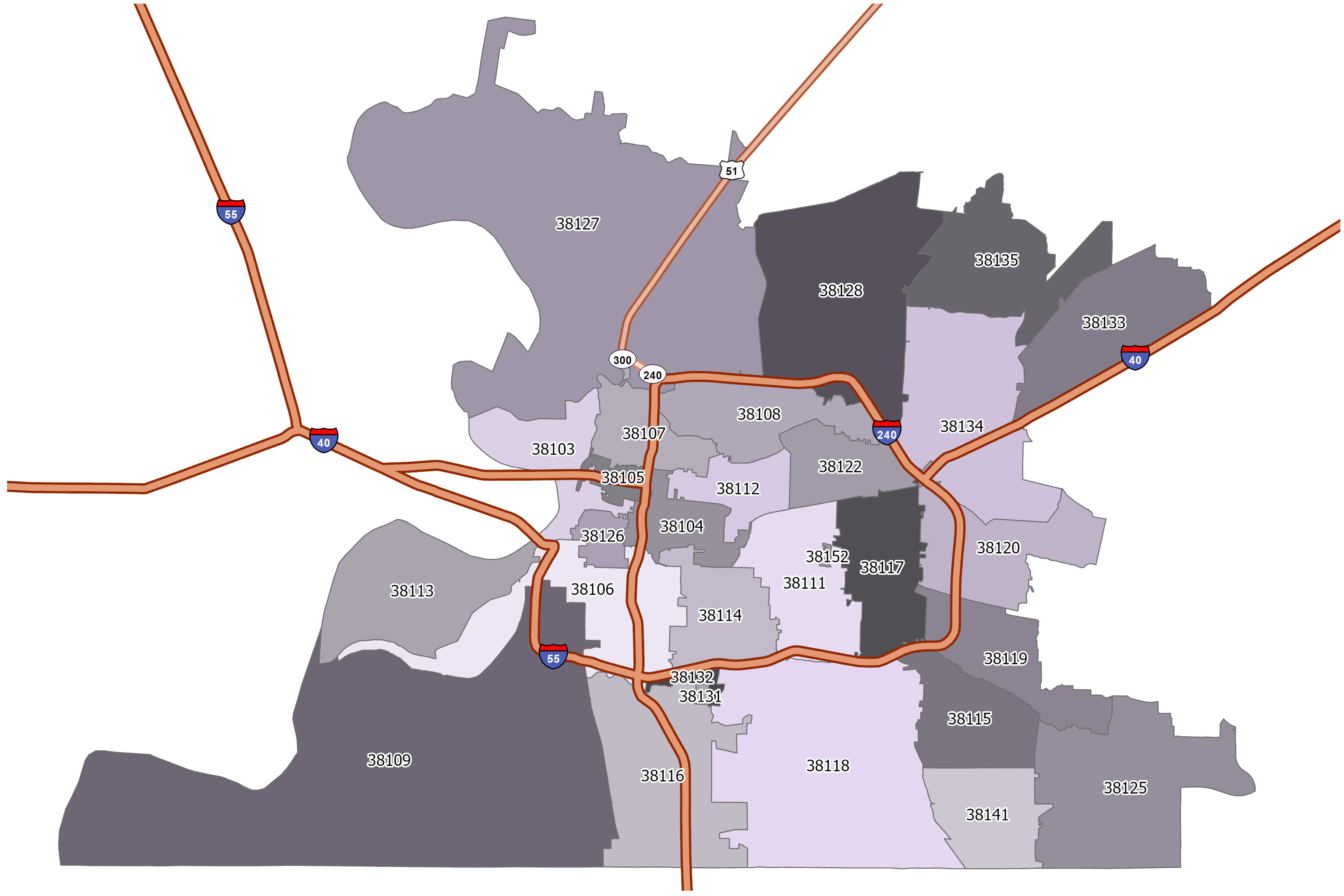 Full Zip Code Map Memphis Hot Picture