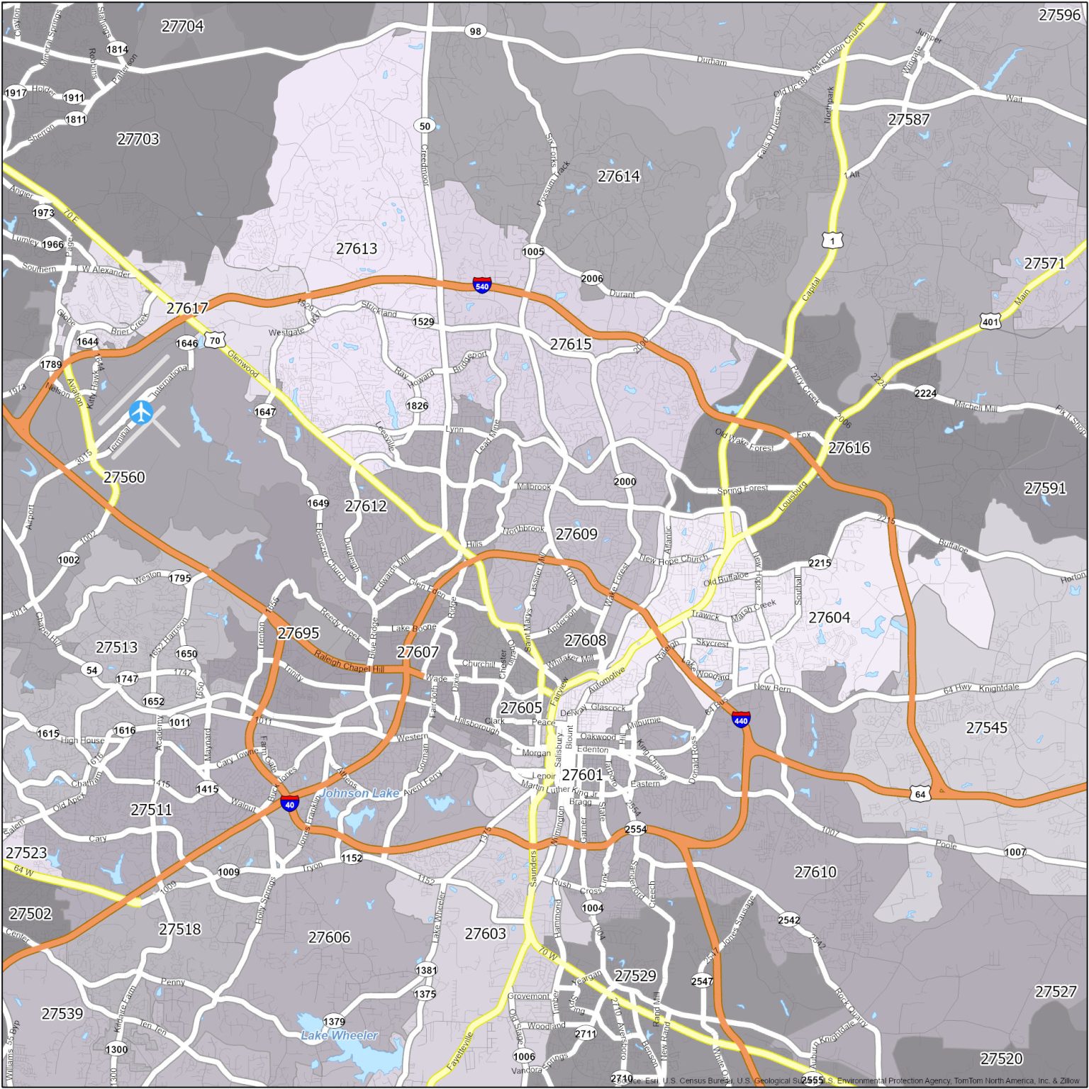 Raleigh Zip Code Map GIS Geography