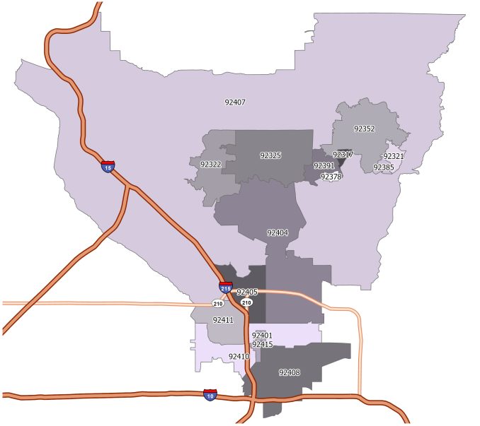 San Bernardino Zip Code Map GIS Geography San Bernardino Zip Code Map GIS Geography
