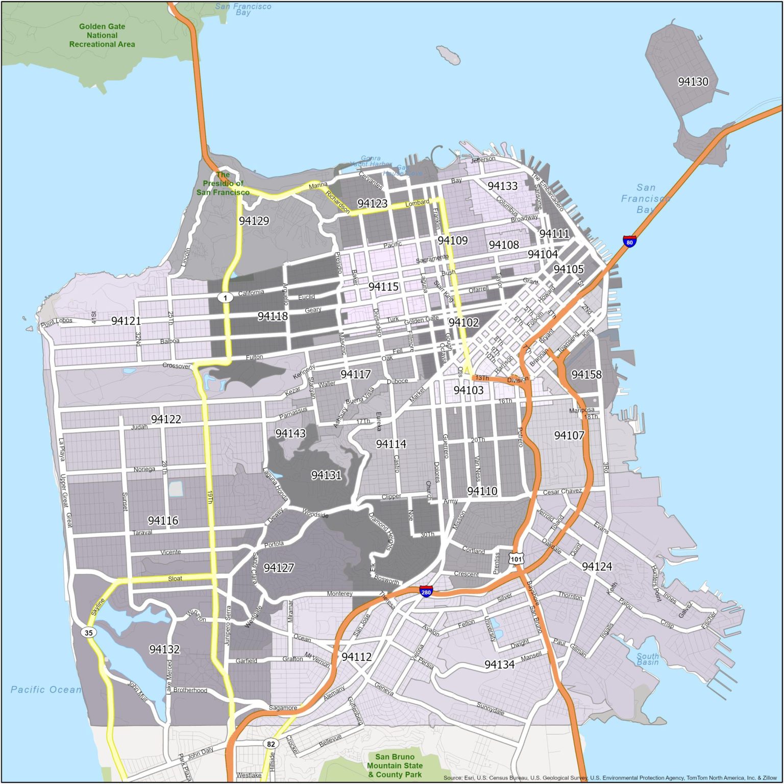 San Francisco Zip Code Map GIS Geography San Francisco Zip Code Map GIS Geography