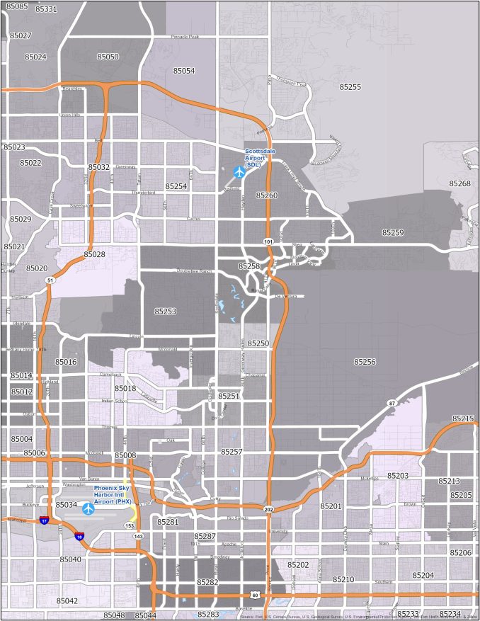 Scottsdale Zip Code Map GIS Geography Scottsdale Zip Code Map GIS Geography