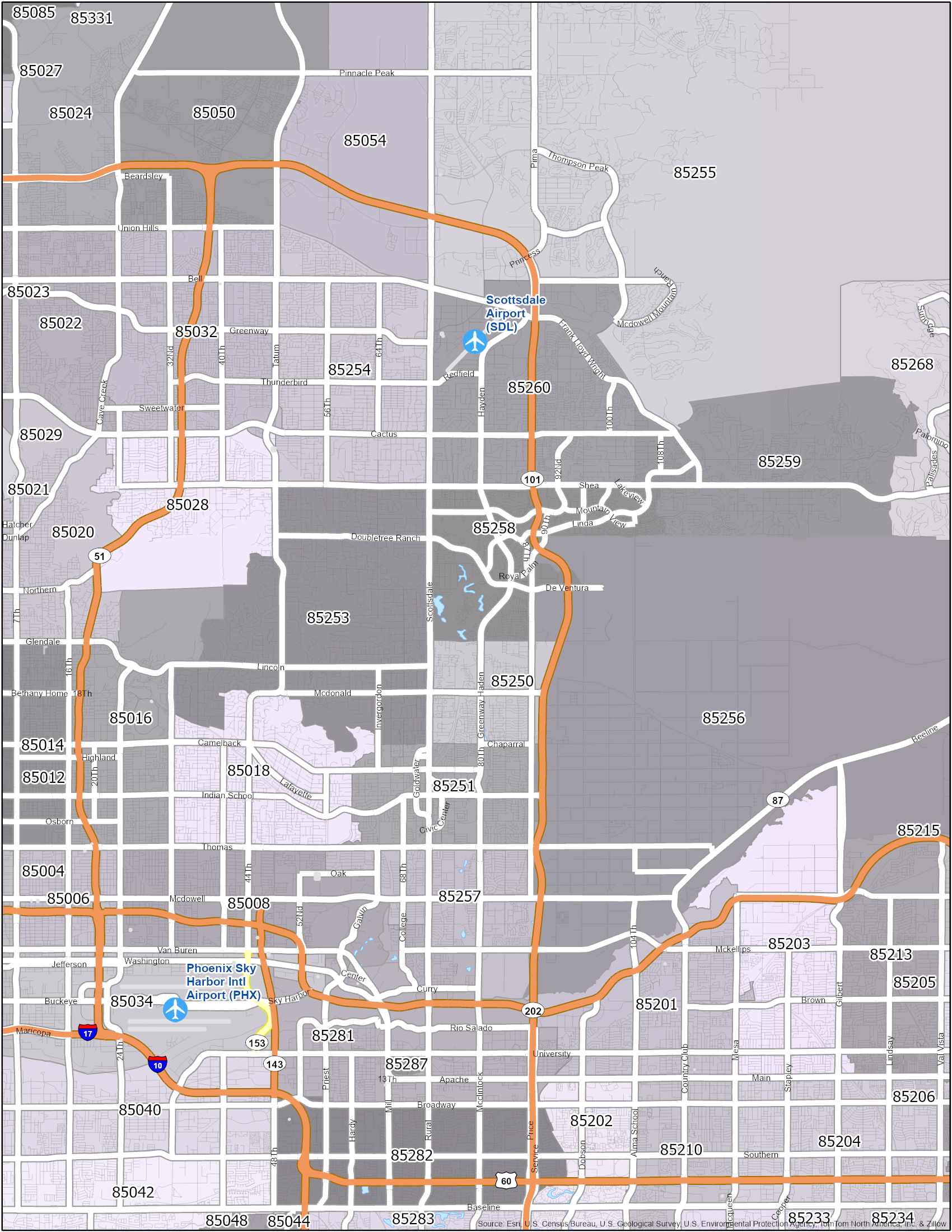 Scottsdale Zip Code Map GIS Geography Scottsdale Zip Code Map GIS Geography