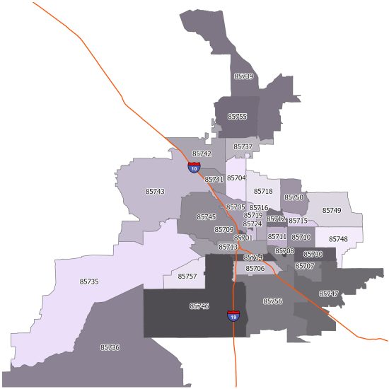 Tucson Zip Code Map GIS Geography Tucson Zip Code Map GIS Geography